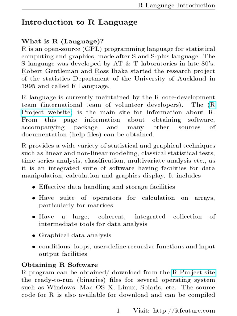 R Intro | PDF | R (Programming Language) | Computer Engineering