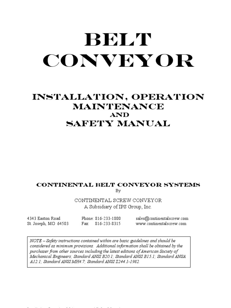 Belt Conveyor Manual | PDF