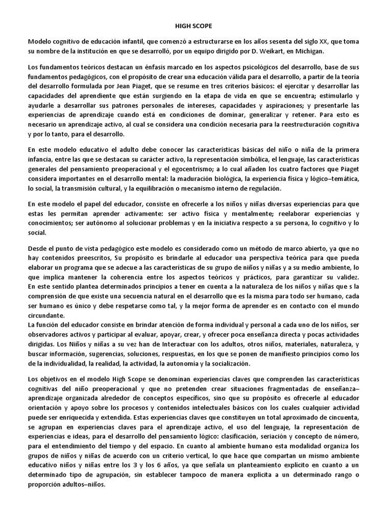 High Scope | PDF | Aprendizaje | Adultos