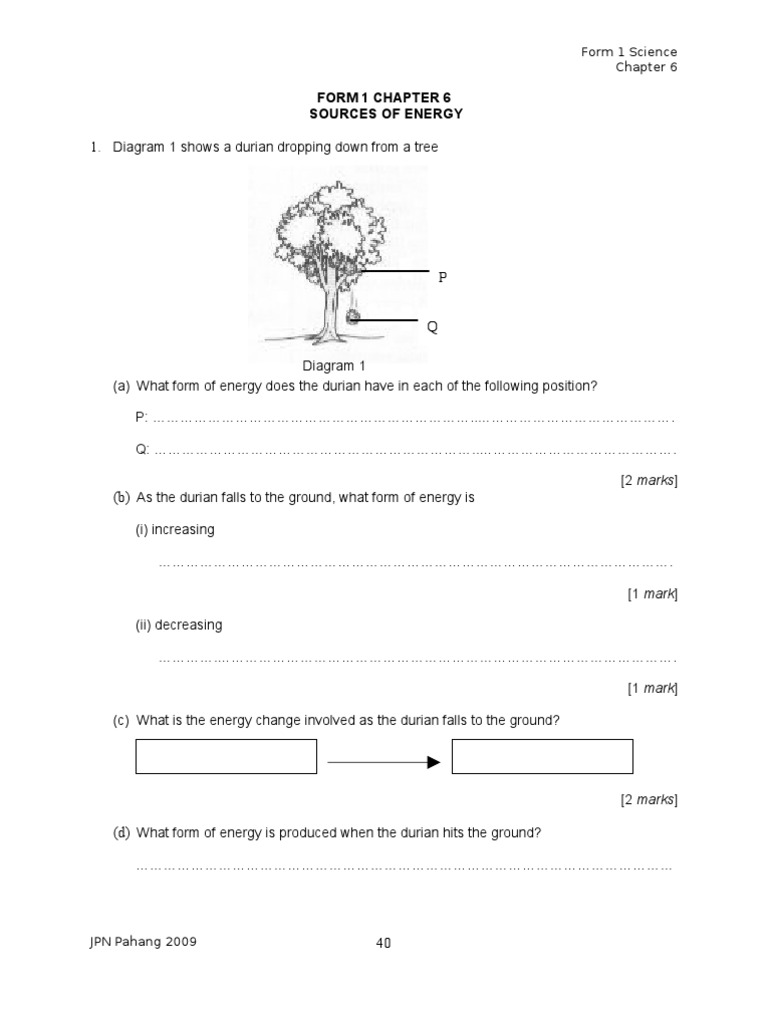 Form 1 Science: Form 1 Chapter 6 Sources of Energy | PDF | Energy ...