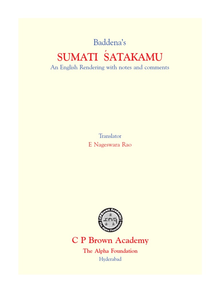Sumati Satakamu: Baddena's | PDF | Morality | Publishing
