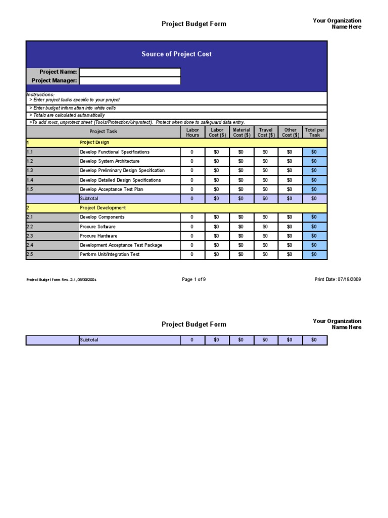 Project Budget Template | PDF | Specification (Technical Standard ...
