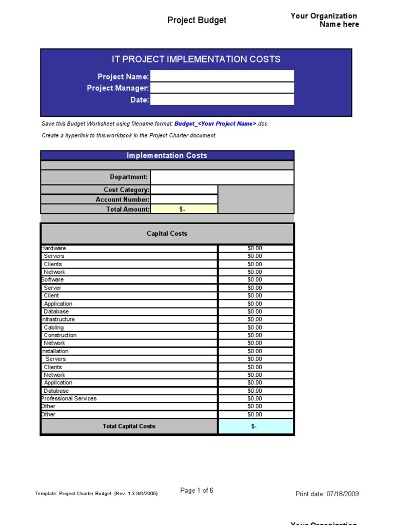 Project Charter Budget Worksheet | PDF | Server (Computing) | Client ...