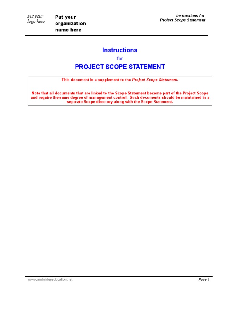 Scope Statement Template Instructions | PDF | Project Management | Business