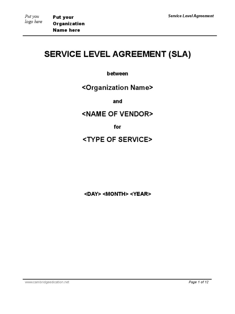 Service Level Agreement Template | PDF | Service Level Agreement | Addendum