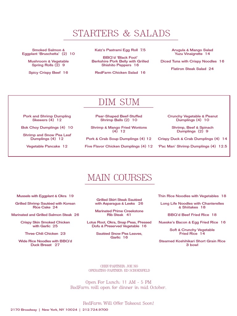 RF Broadway Lunch Menu - 10.7.13 | PDF