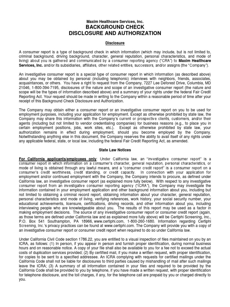 Background Disclosure and Authorization | PDF | Identity Document | Handgun