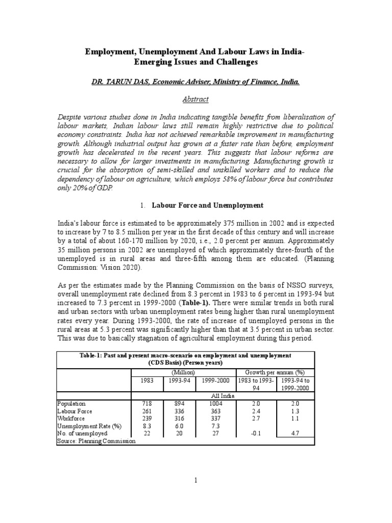 Employment and Labour Laws - A Case Study For India | PDF | Employment ...
