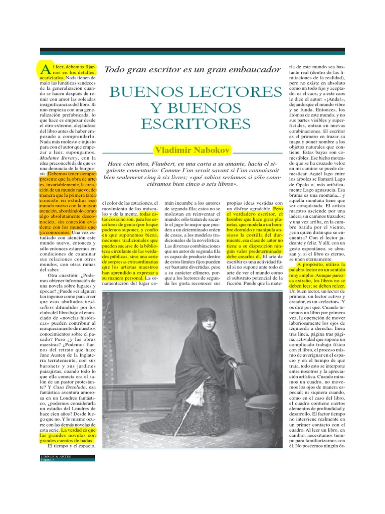 Buenos Lectores, Buenos Escritores - Vladimir Nabokov | PDF | Novelas ...