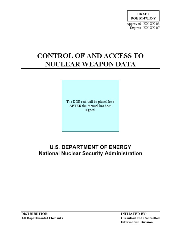Control of and Access To Nuclear Weapon Data: U.S. Department of Energy ...