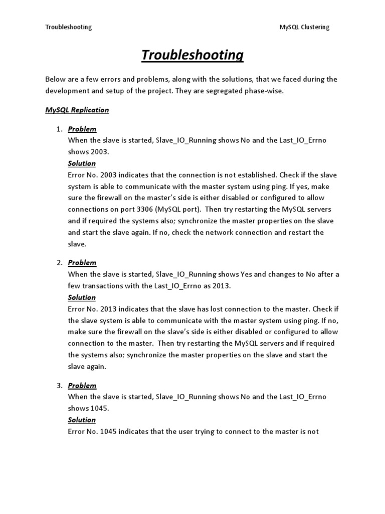 Troubleshooting: Mysql Replication Problem | PDF | World Wide Web ...