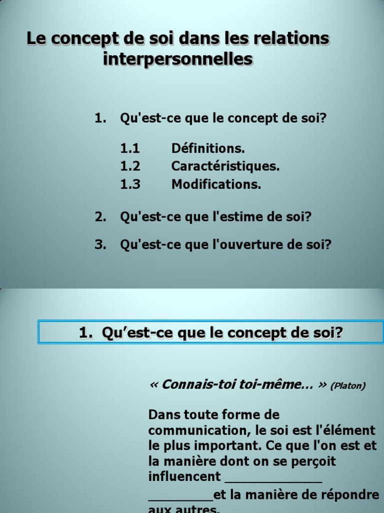 Comprendre le Concept de Soi | PDF | Estime de soi | Conscience