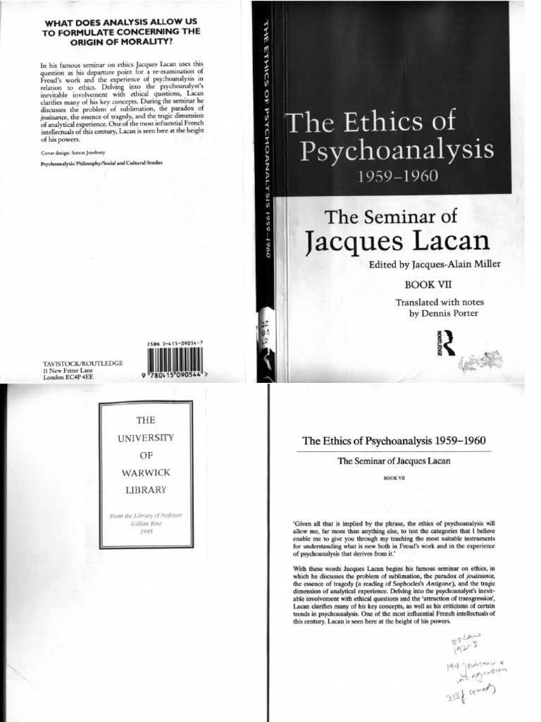Lacan, Jacques - Seminar VII (Ethics of Psychoanalysis) | PDF ...