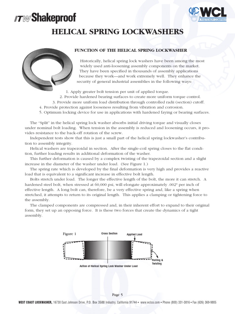 Helical Spring Lockwashers Overview | PDF | Screw | Nut (Hardware)