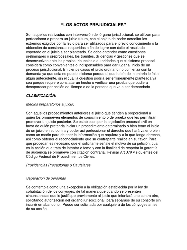 Actos Prejudiciales Slide | PDF | Pagos | Ley procesal