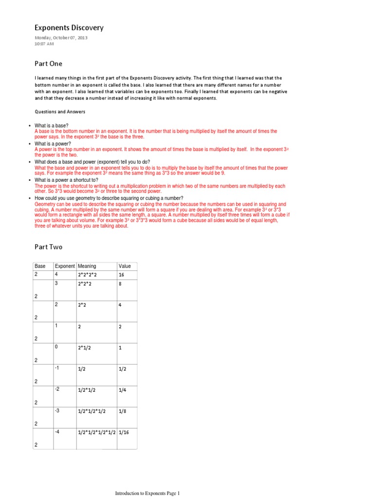 Exponents Discovery | PDF | Science & Mathematics