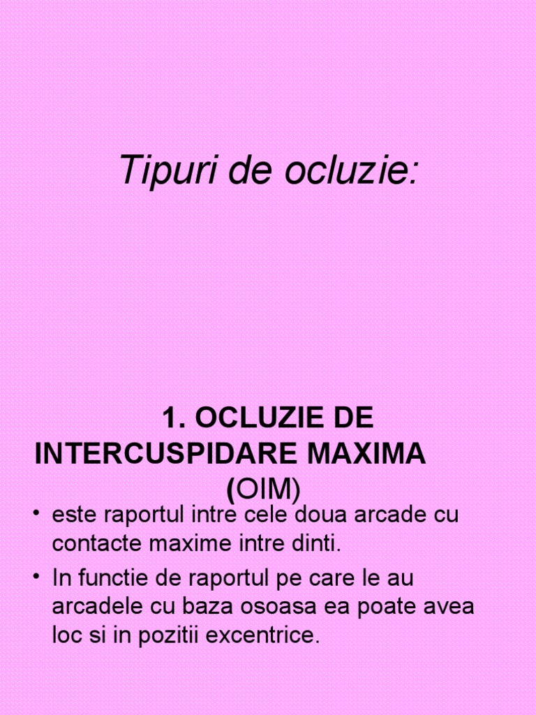 Curs 7 - Tipuri de Ocluzie | PDF