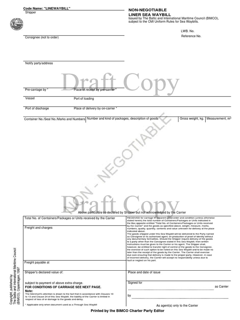 Waybill | Cargo | Common Carrier