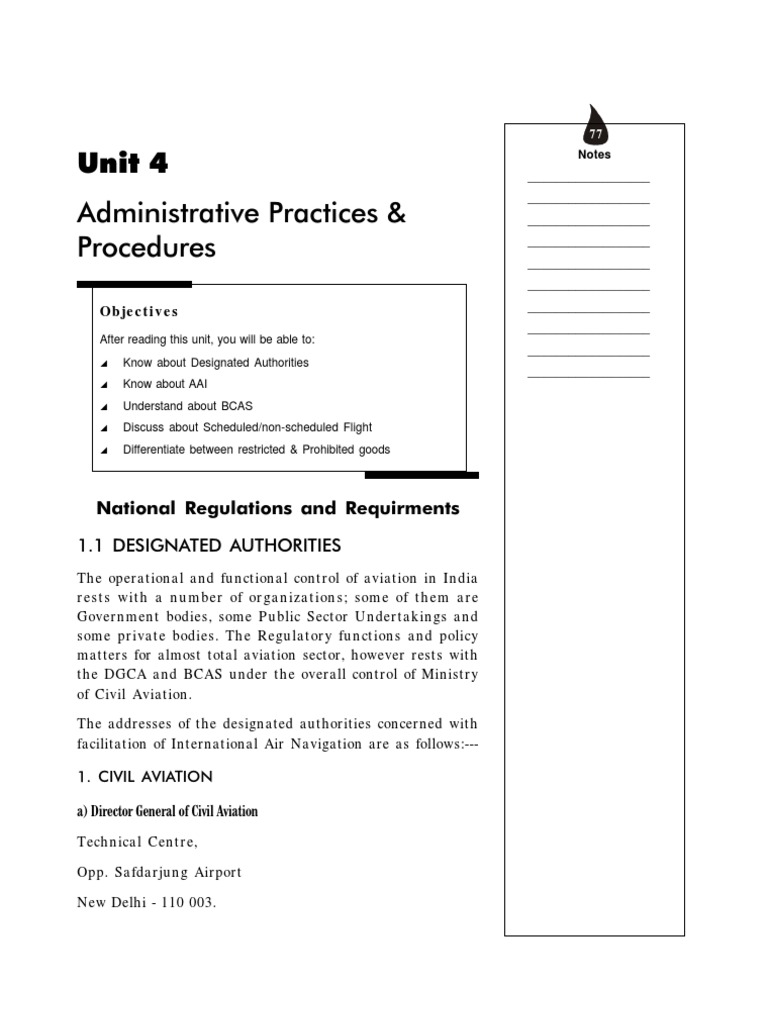 Unit 4 Administrative Practices & Procedures: National Regulations and ...