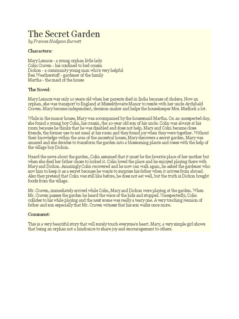 The Secret Garden Book Characters