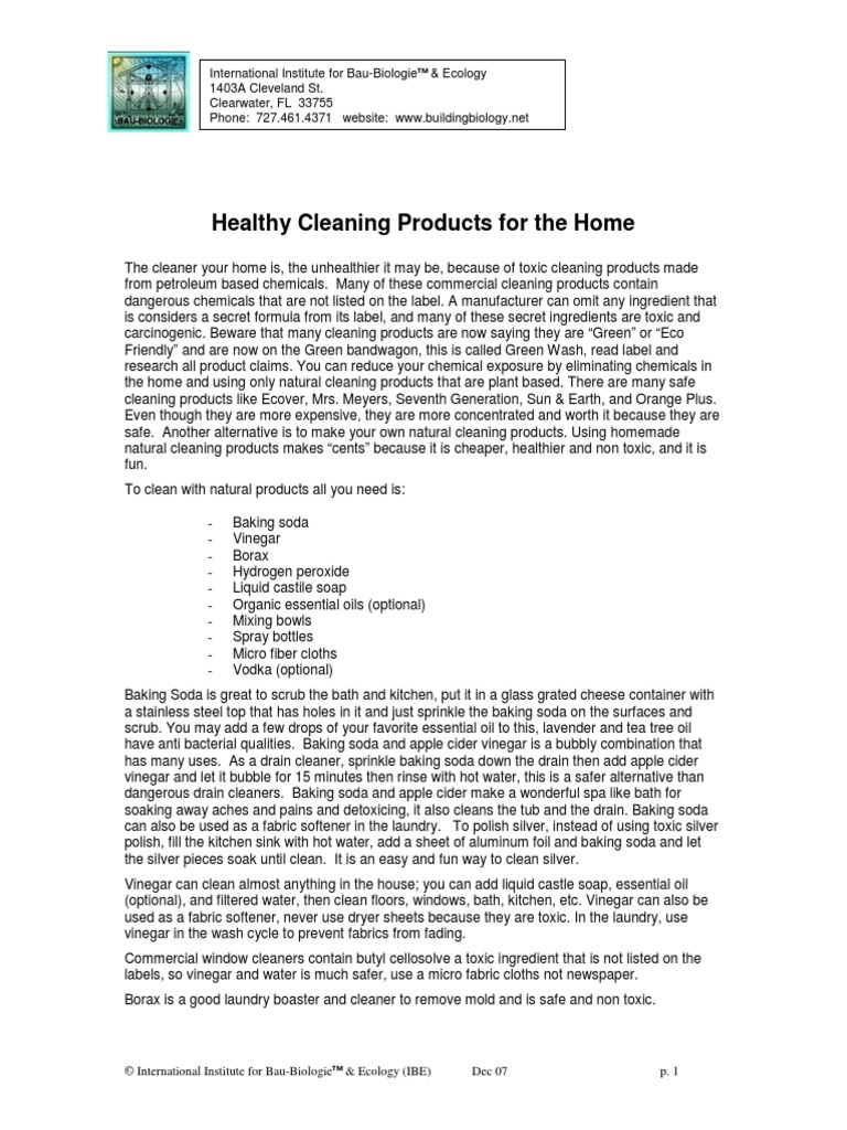 Healthy Cleaning Products | PDF