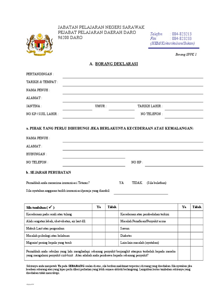 Borang Deklarasi Murid