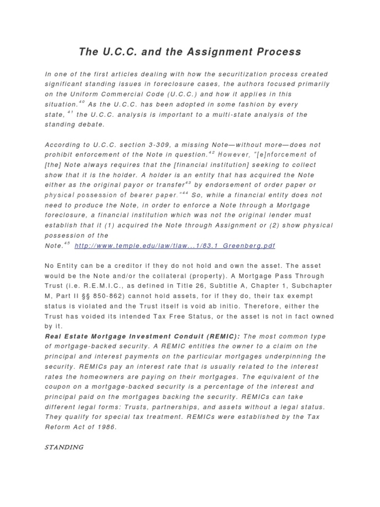 The UCC and The Assignment Process | PDF | Uniform Commercial Code ...
