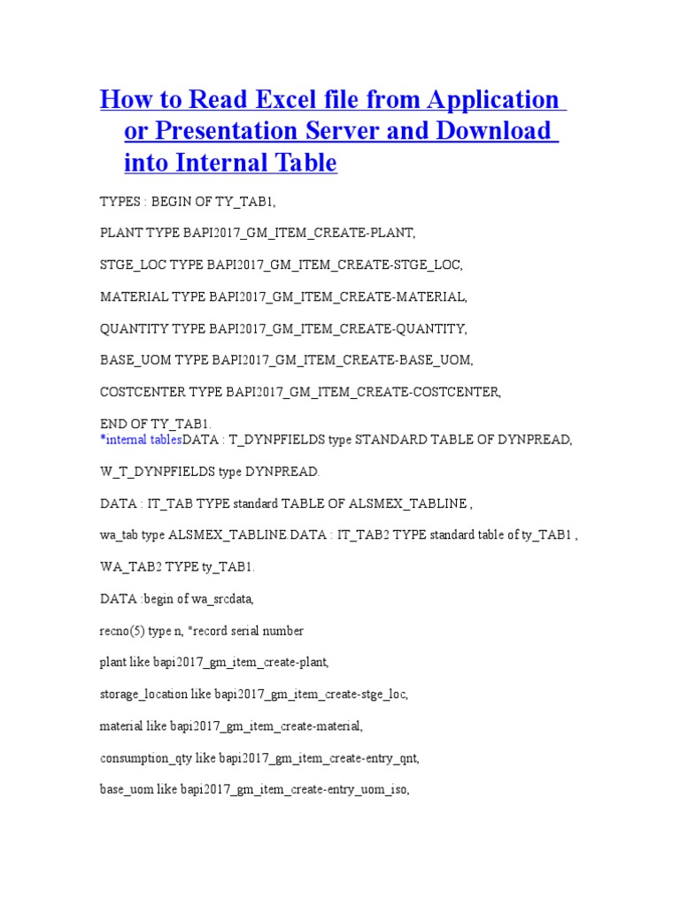 How To Read Excel File From Application or Presentation Server and ...