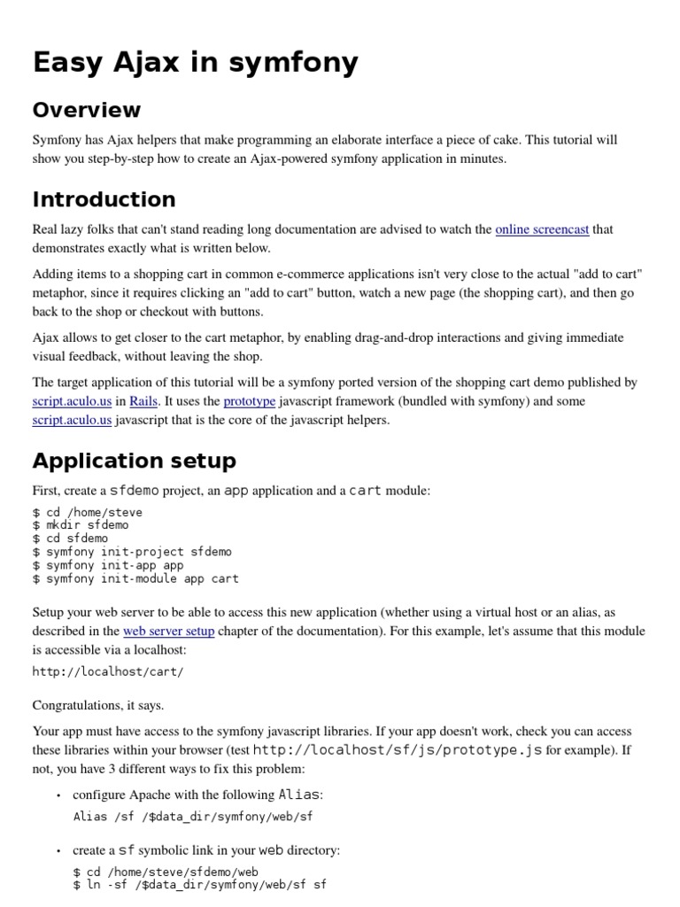 Easy Ajax In Symfony Pdf Java Script Ajax Programming 3212
