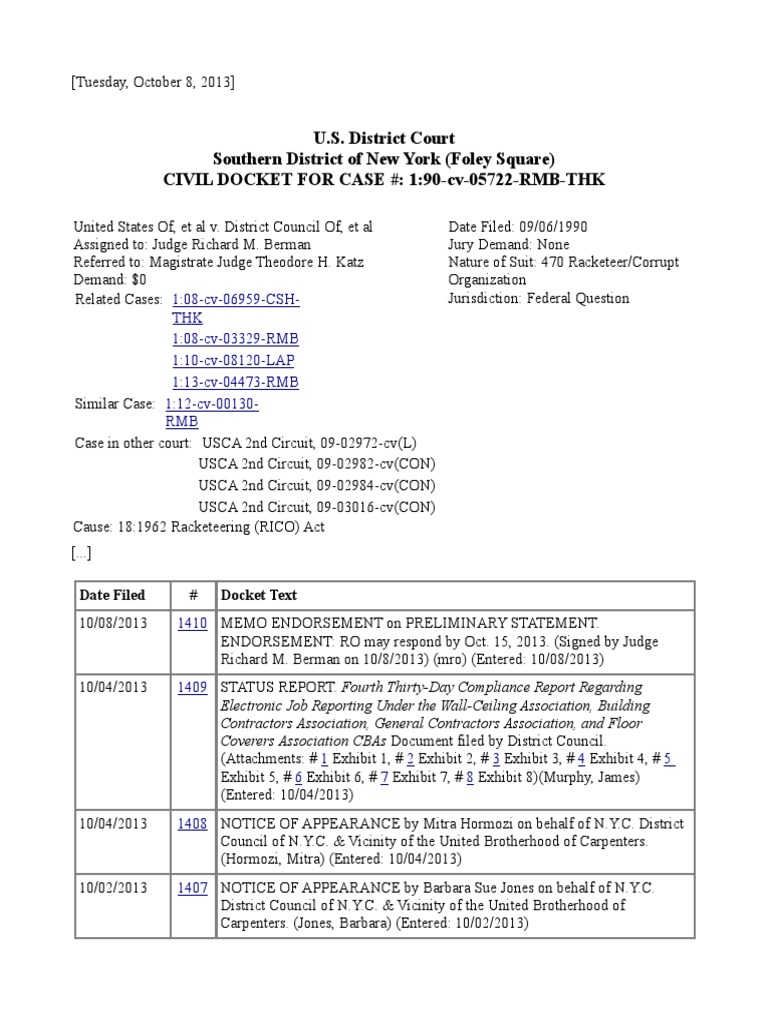 7-18 To 10-8-2013 Civil Docket For Case #90-Cv-5722 RMB-THK | PDF ...