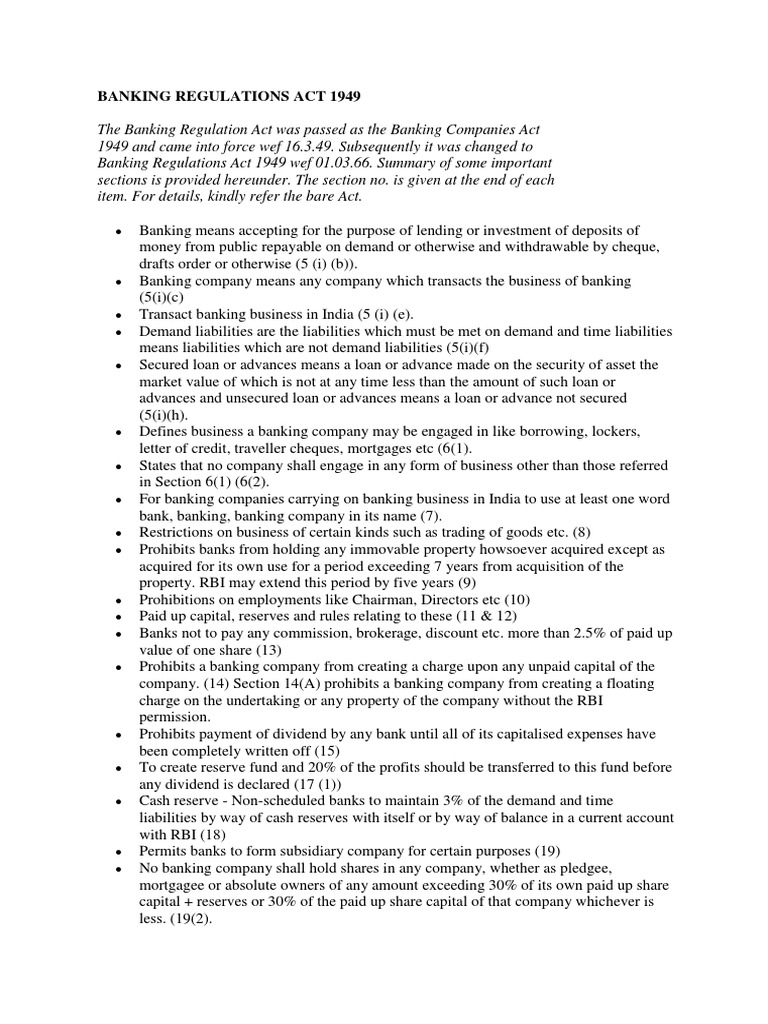 Banking Regulation Essentials | PDF
