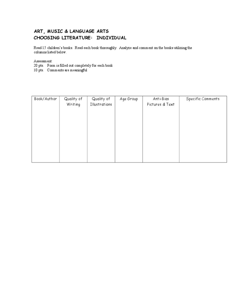 Children's Book Analysis Guide | PDF