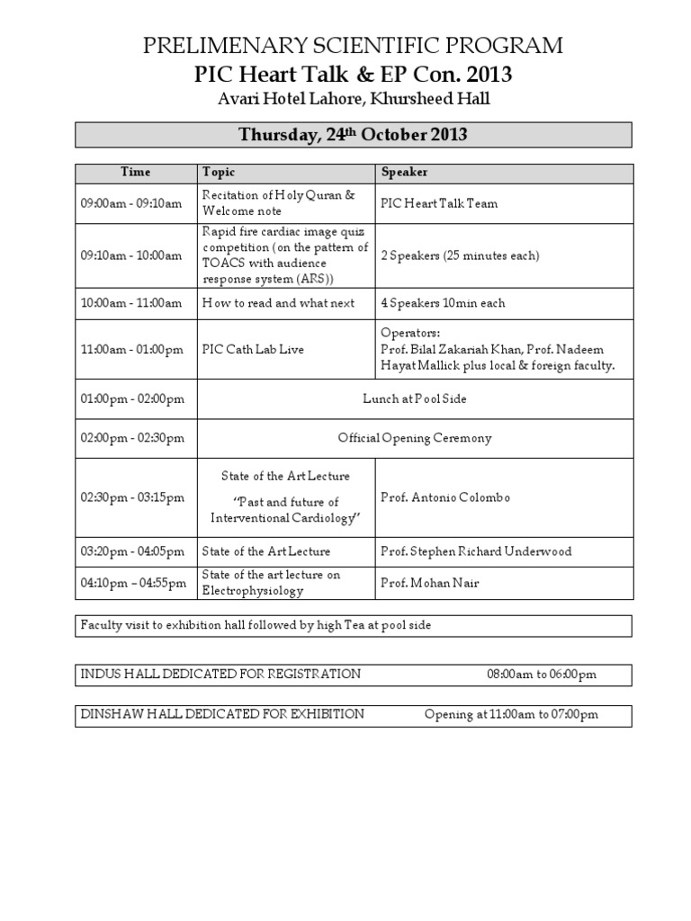 PIC Heart Talk 2013 Programme | PDF | Cardiovascular System | Heart
