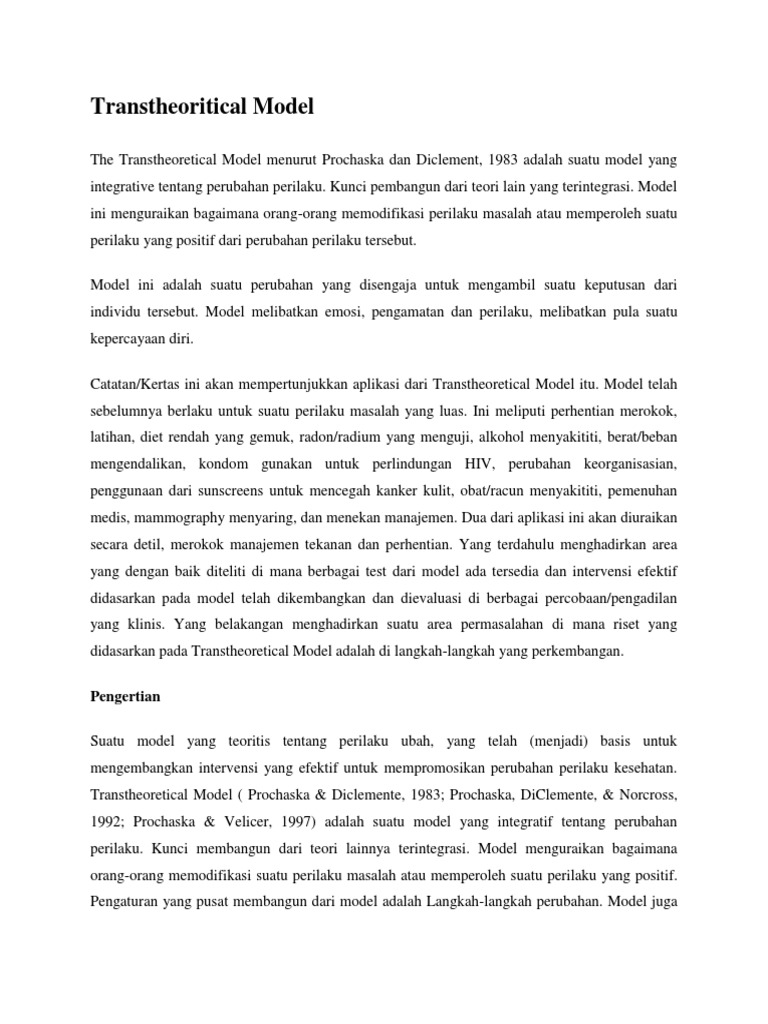 Transtheoritical Model | PDF