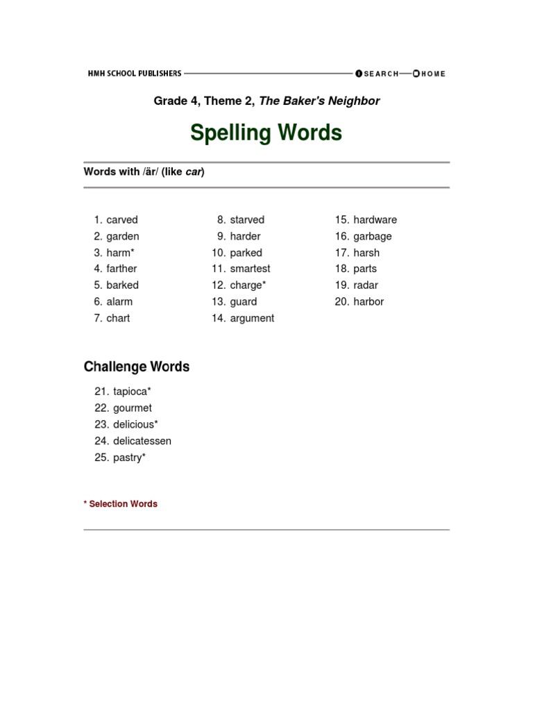 The Bakers Neighbor Spelling List | PDF