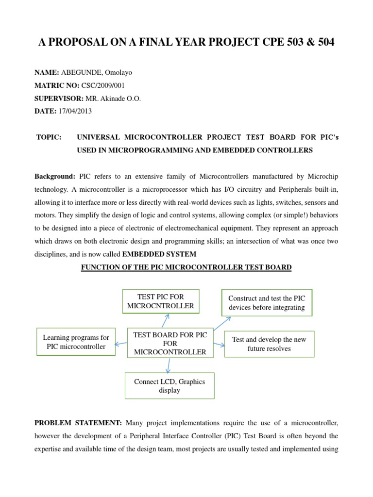Sample Proposal | PDF | Pic Microcontroller | Microcontroller