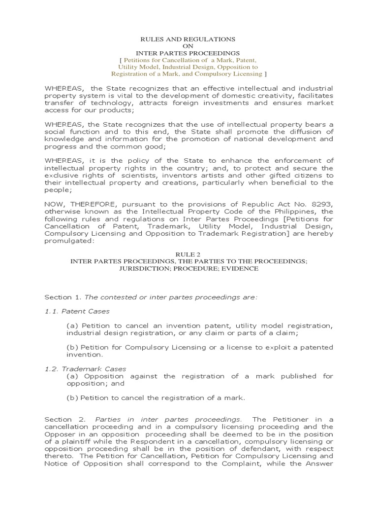 Rules and Regulations Ipo | PDF | Patent | Glossary Of Patent Law Terms