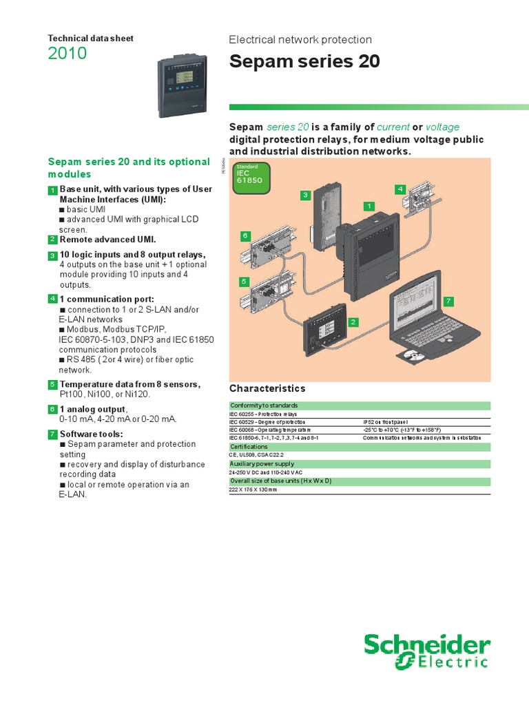 Sepam Series 20 and Its Optional Modules | PDF | Relay | Electrical ...