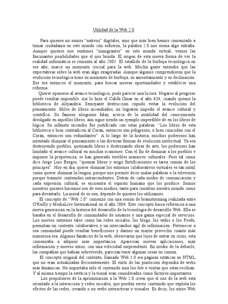 Utilidad de La Web 2.0 | PDF | web 2.0 | Página web