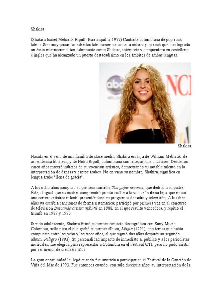 Biografia de Shakira | PDF | Musica en español | Música grabada