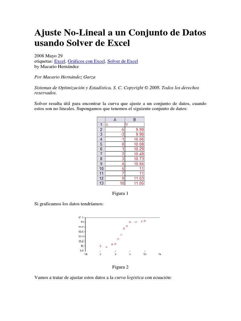 Ajuste No Lineal Excel Pdf Fórmula Microsoft Excel 4230