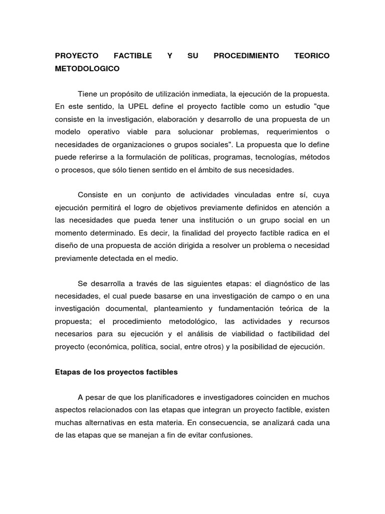 Proyecto Factible | Descargar gratis PDF | Diseño | Planificación