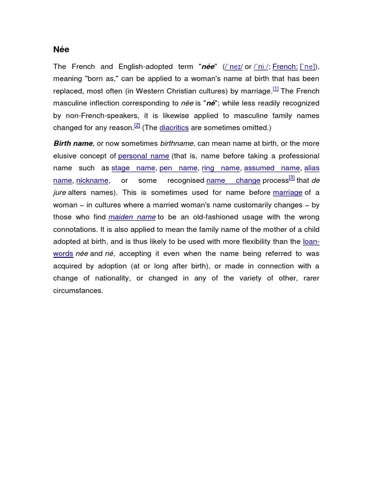 Understanding "Née" and Maiden Names | PDF