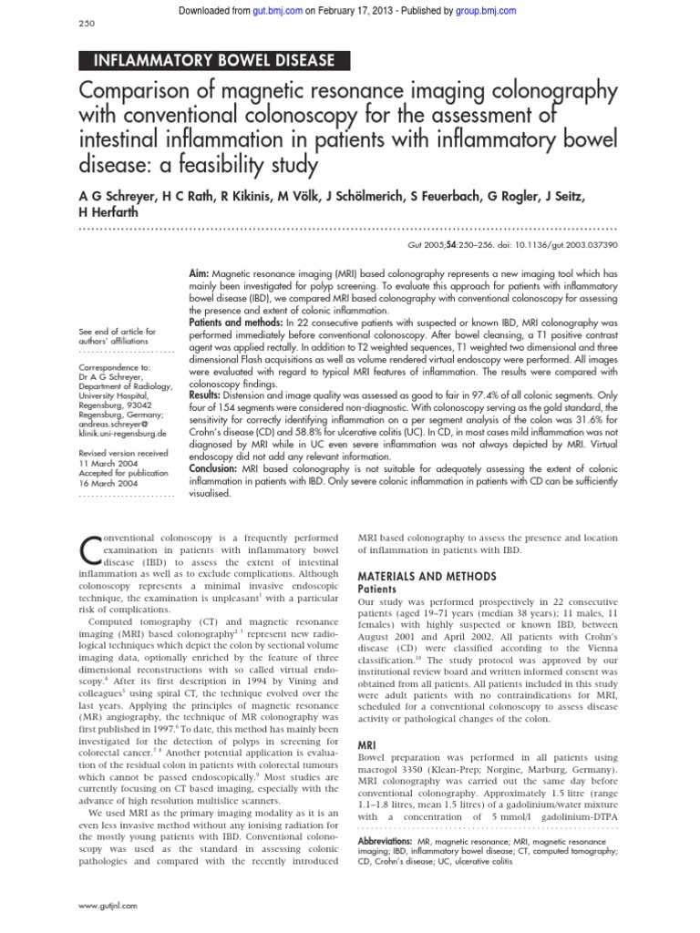 MRI vs. Colonoscopy for IBD Assessment | PDF