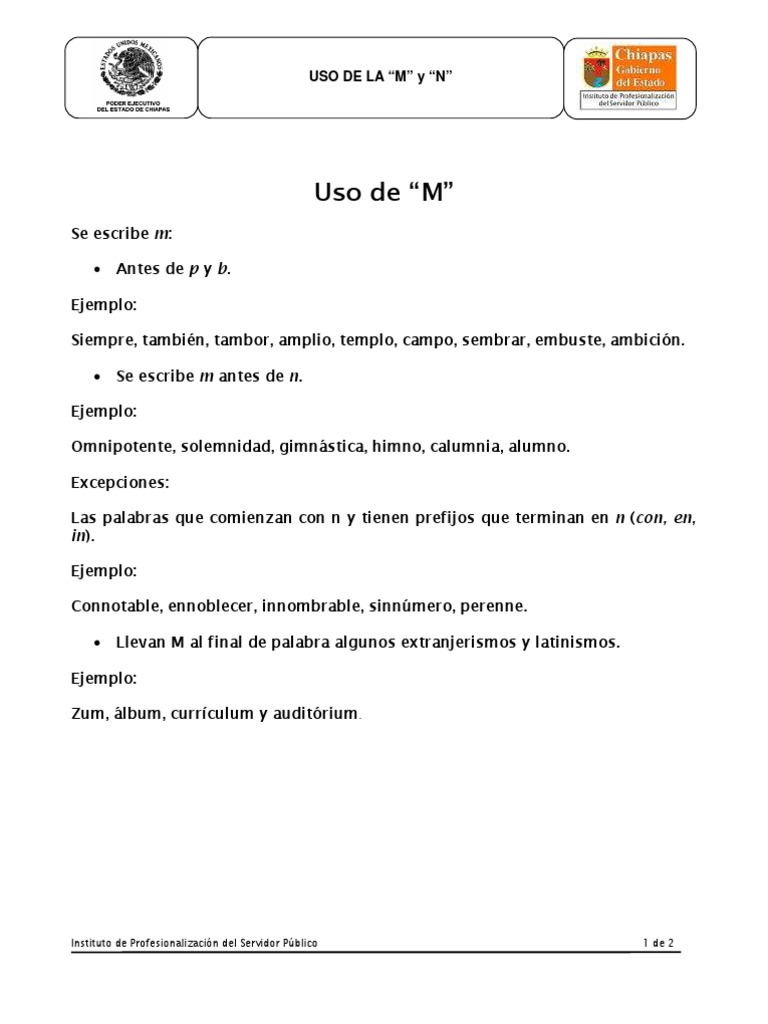 Reglas del uso de M y N en español | PDF | Lingüística