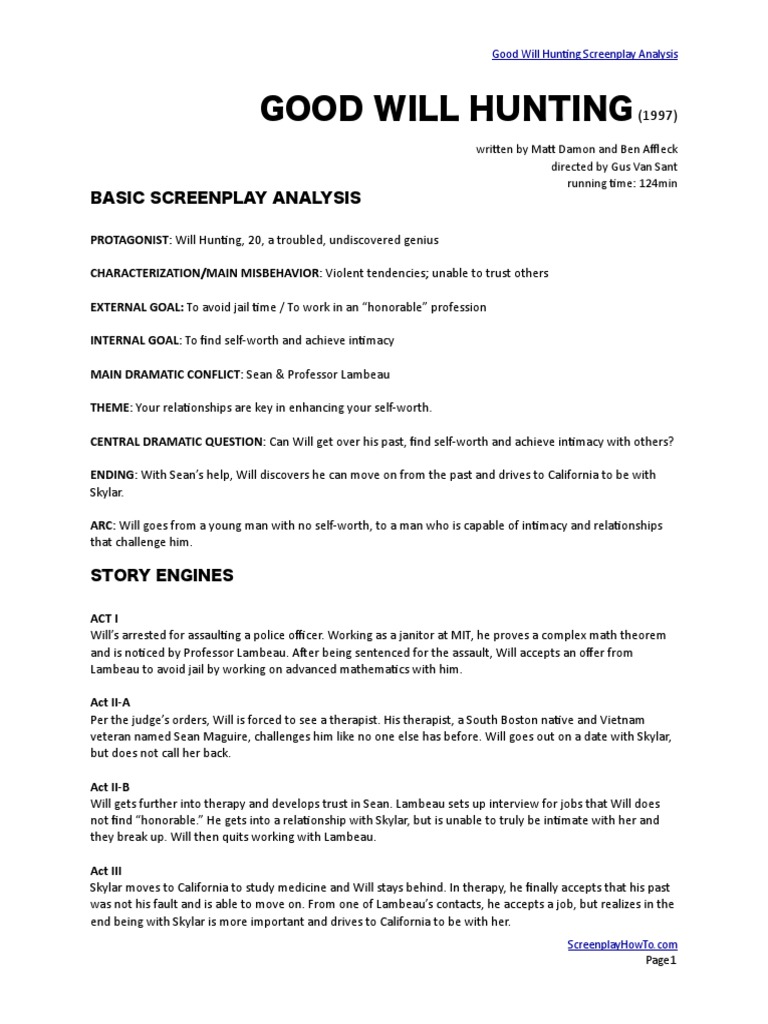 Script Analysis Good Will Hunting | PDF | Leisure