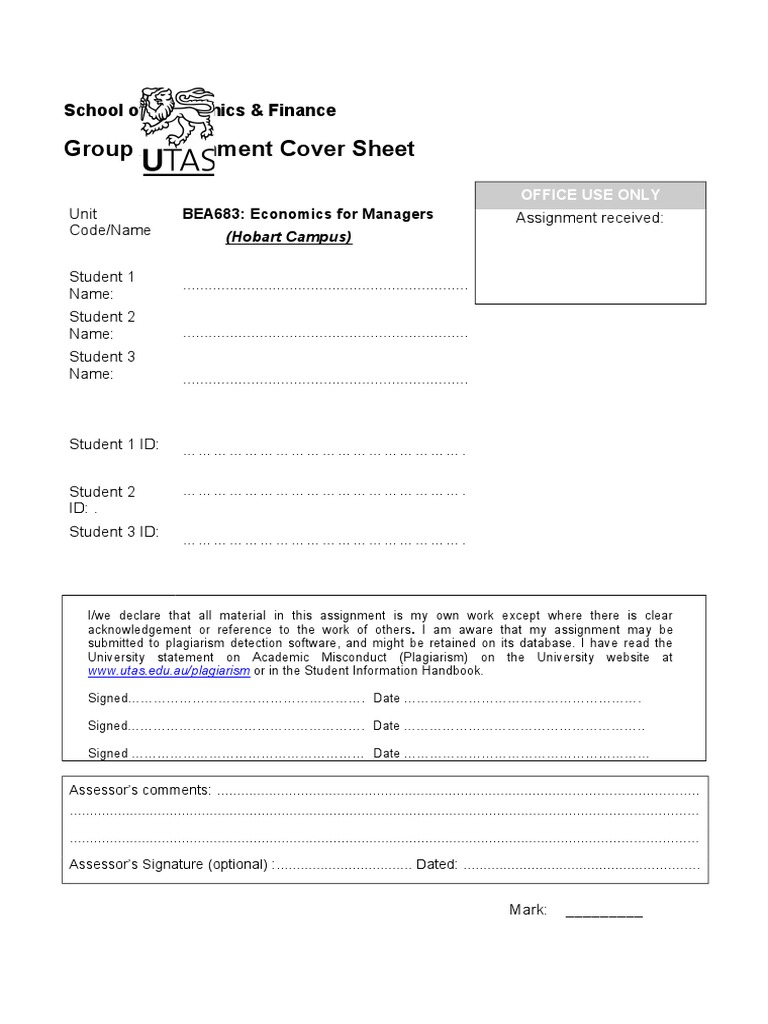 Group Assignment Cover Sheet | PDF
