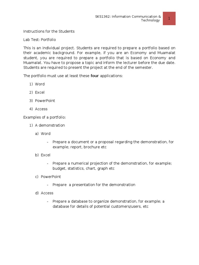 Student ICT Portfolio Guidelines | PDF