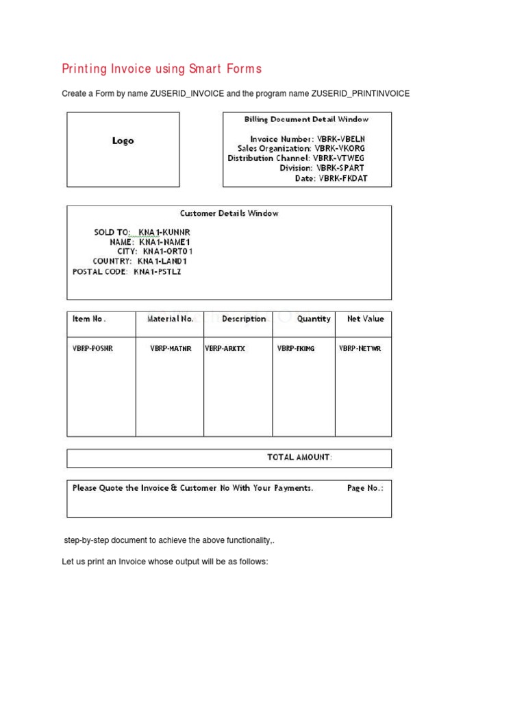 Printing Invoices-Smart Forms | PDF | Subroutine | Double Click
