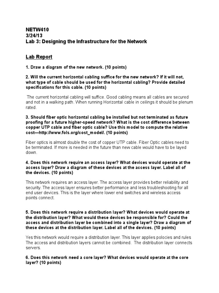 Netw410 Week 3 Lab Report | PDF | Network Switch | Cable